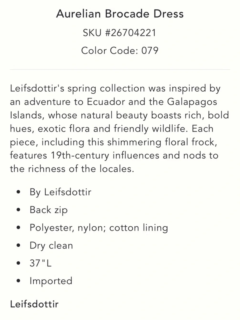 Anthropologie | Dresses | Leifsdottir Anthropologie Aurelian Brocade ...